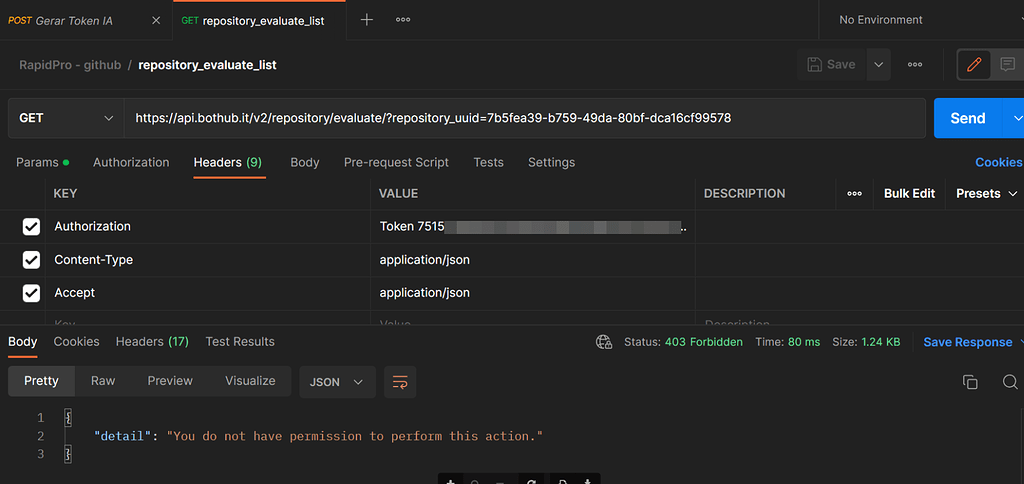 Erro 403 na API Bothhub / AI - Falhas & bugs - Comunidade Weni